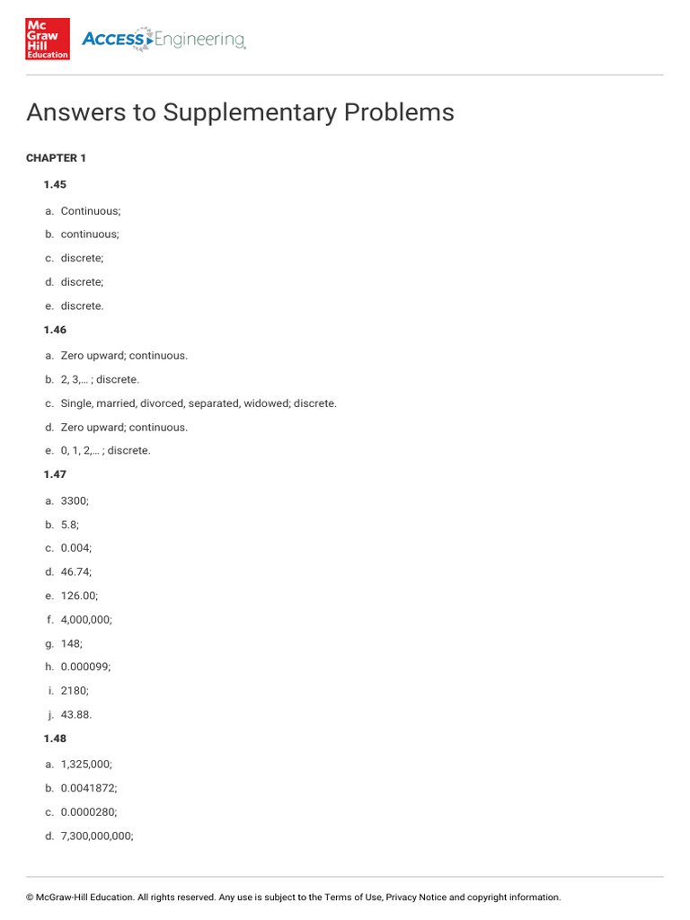 Answers To Supplementary Problems | PDF | P Value | Null Hypothesis