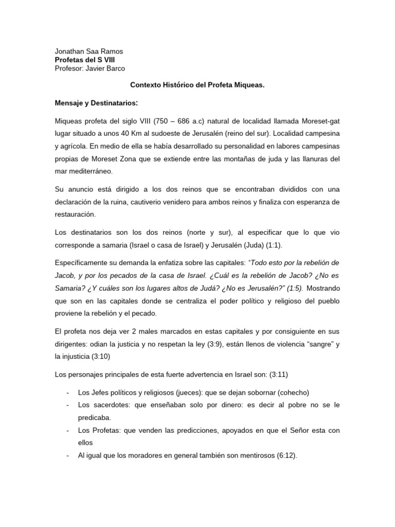 Contexto Libro Del Profeta Miqueas | PDF | Asiria | Samaria