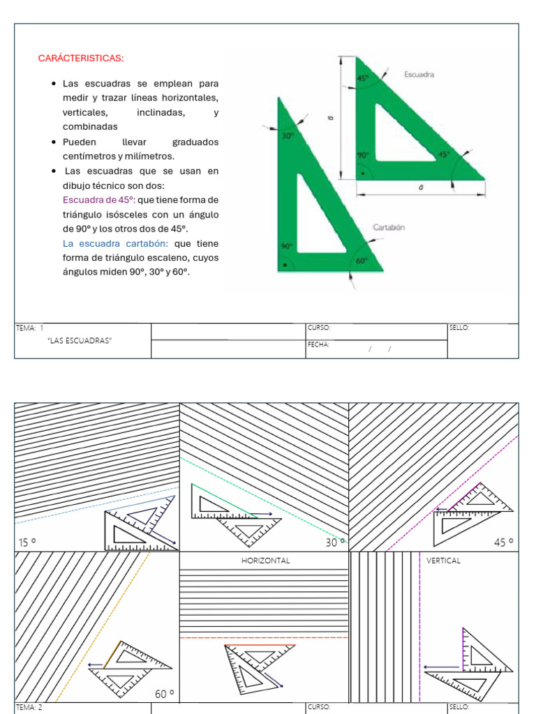 Manejo de Escuadras en Dibujo Técnico | PDF