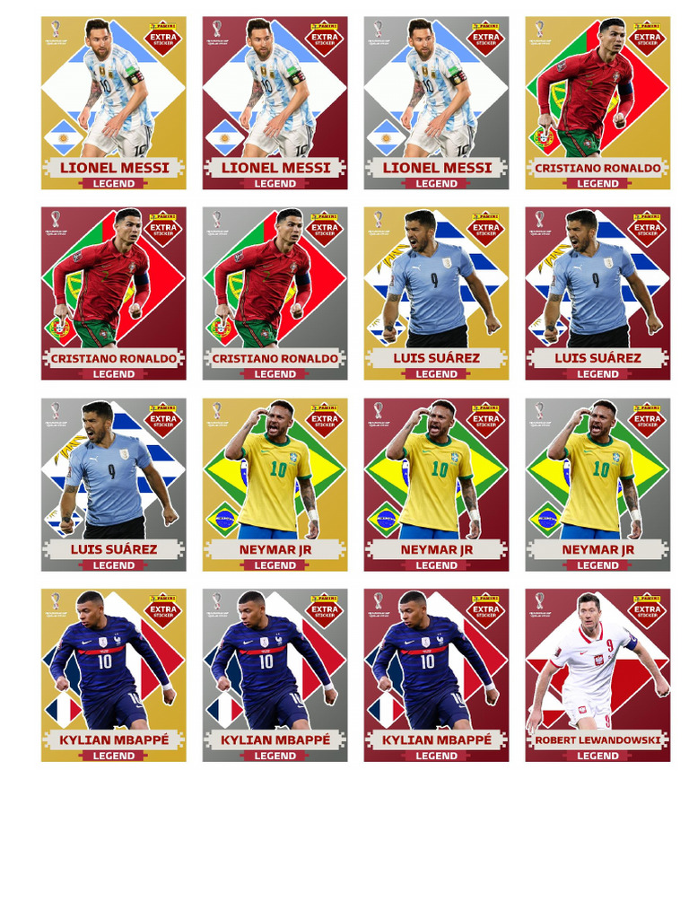 Cromos Figuritas Stickers Extras Legendarios y Coca Cola Qatar 2022 PDF | PDF