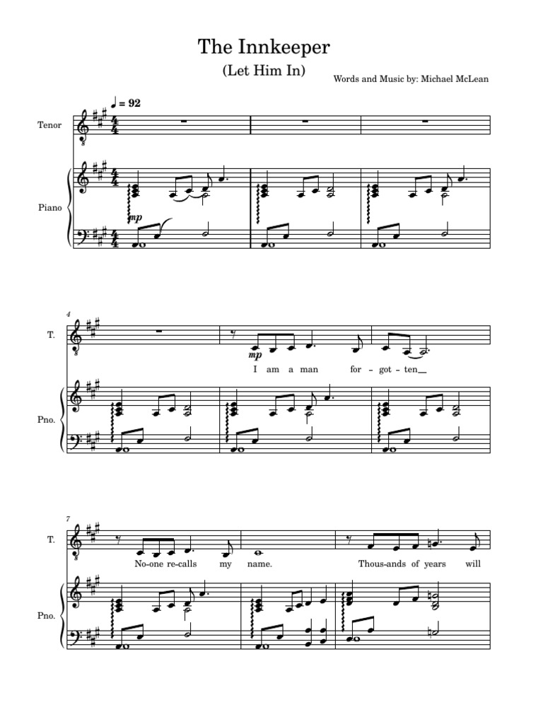 The Innkeeper's Song Lyrics | PDF