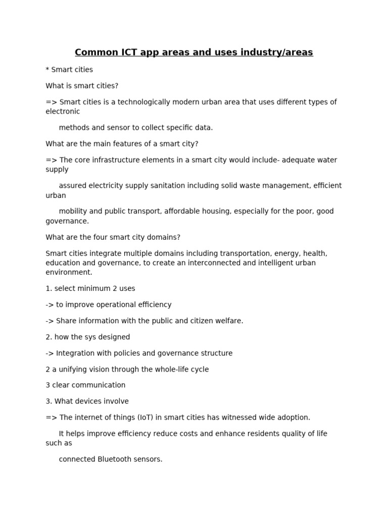 Common ICT App Areas and Uses Industry | PDF