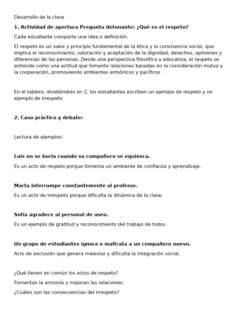 Ejemplos y Consecuencias del Irrespeto | PDF