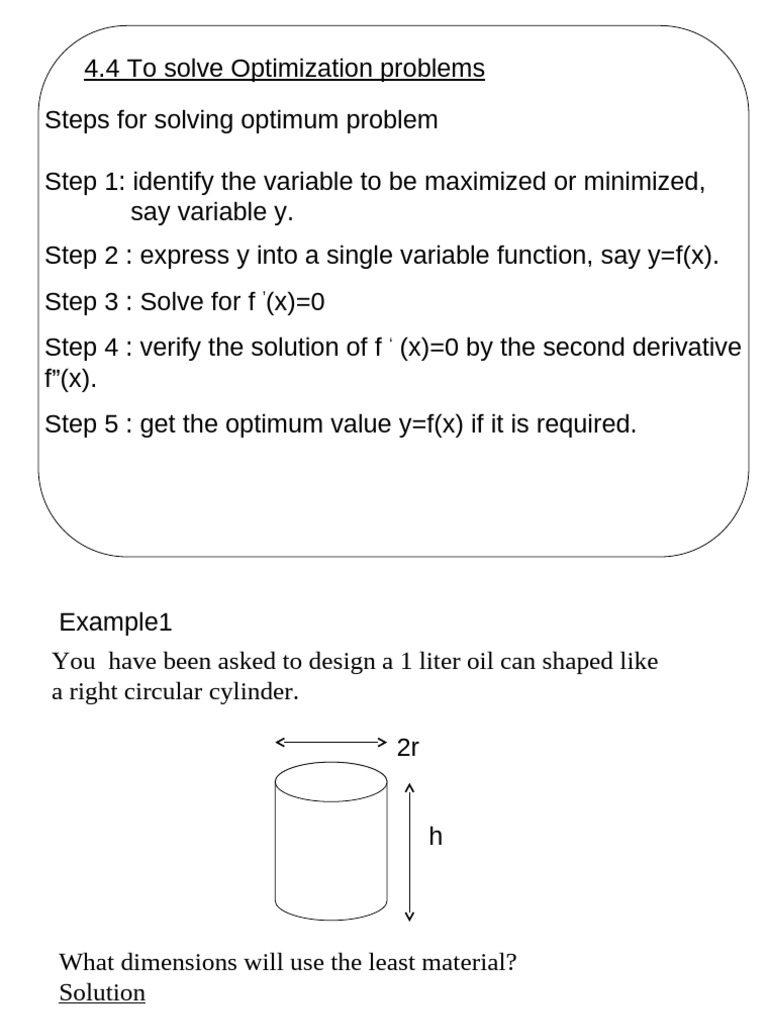 Optimization Techniques for Volume Problems | PDF | Mathematical ...