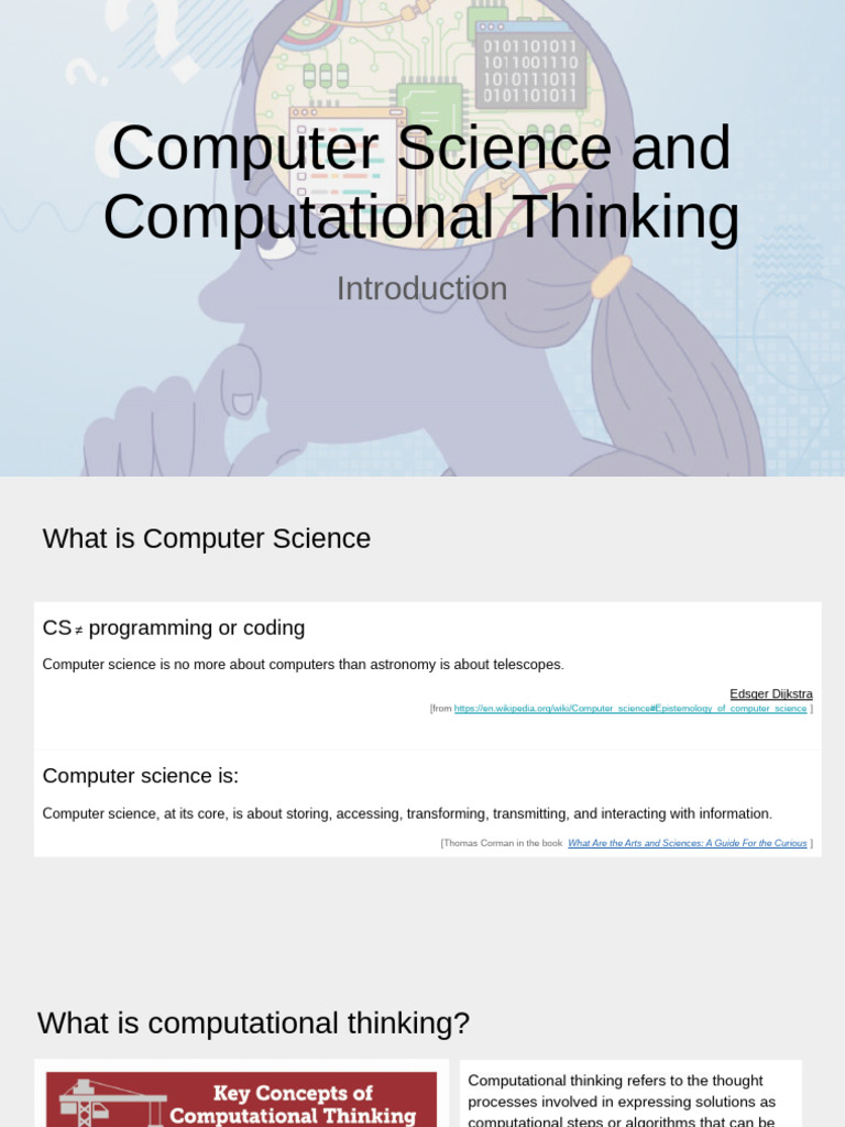 Computer Science and Computational Thinking Introduction For Download | PDF | Algorithms | Thought