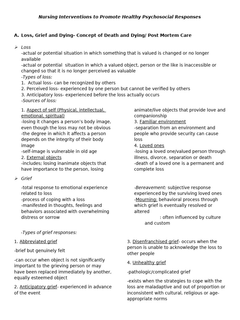 Nursing Strategies for Grief and Loss | PDF | Grief | Senses