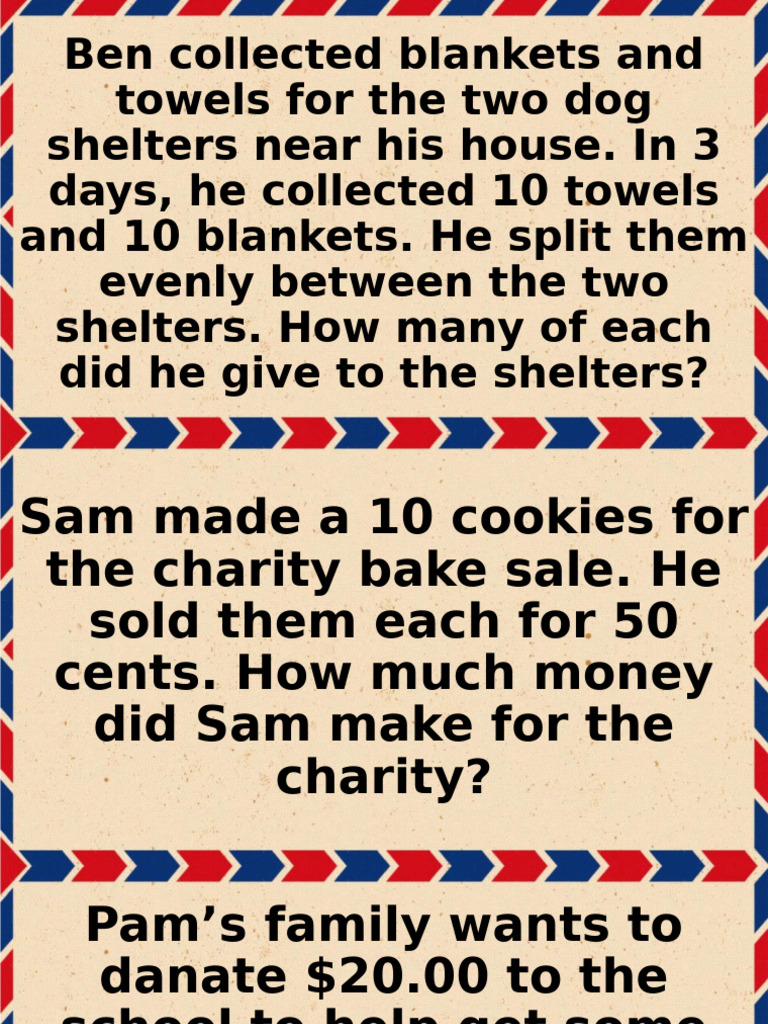Community Charity Collection Math Problems | PDF