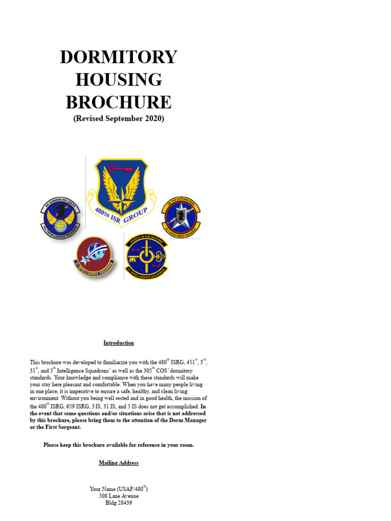 Dormitory Standards and Policies Guide | PDF | Dormitory | Door