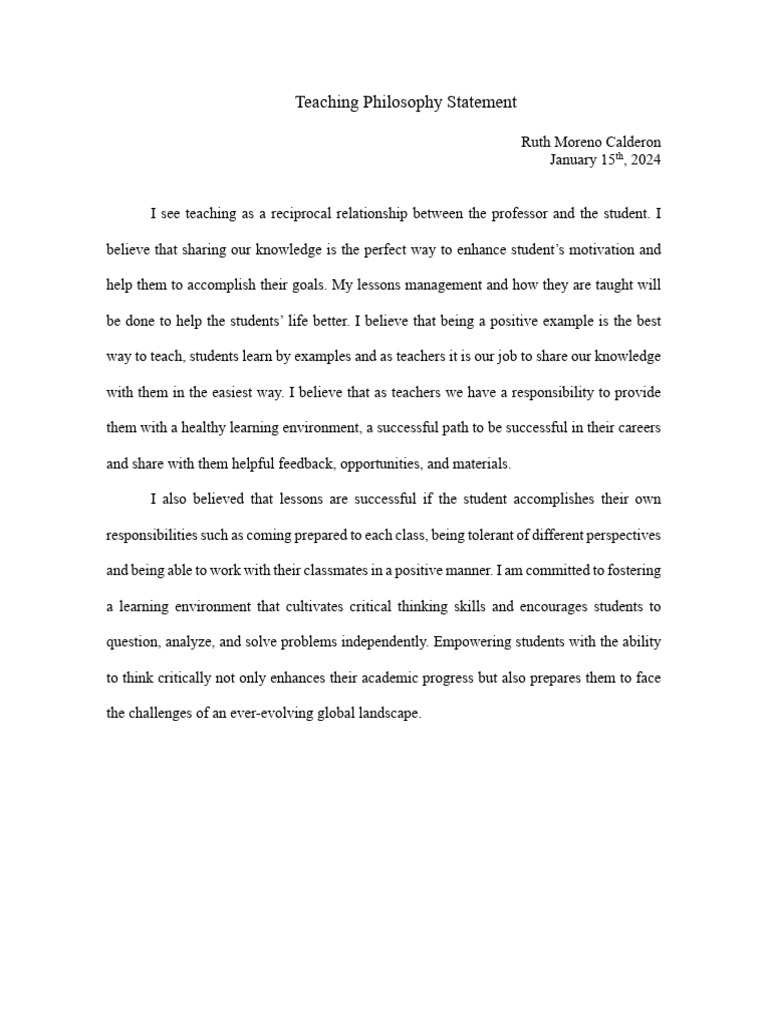 Teaching Philosophy Statement | PDF