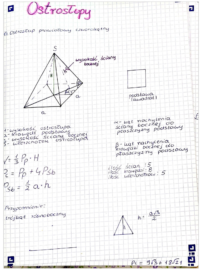 Notatka Ostrosłupy | PDF