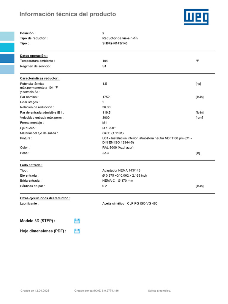 WEG_datasheet_SH042-N143_145_216 | PDF