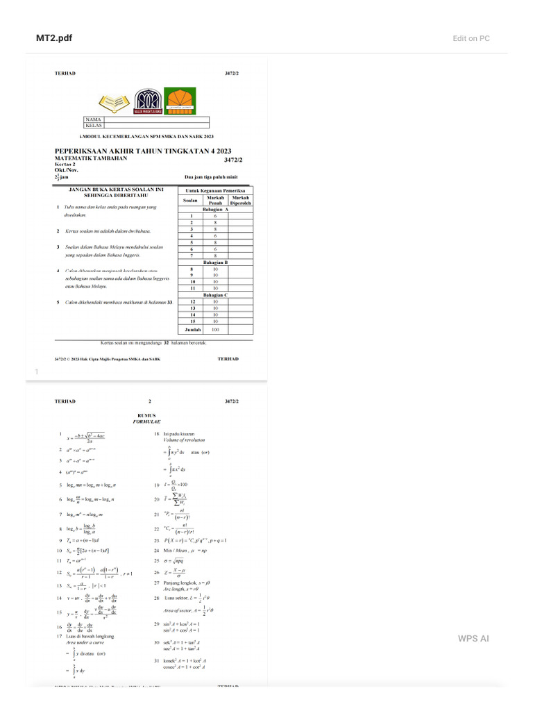 MT2.pdf: Edit On PC | PDF