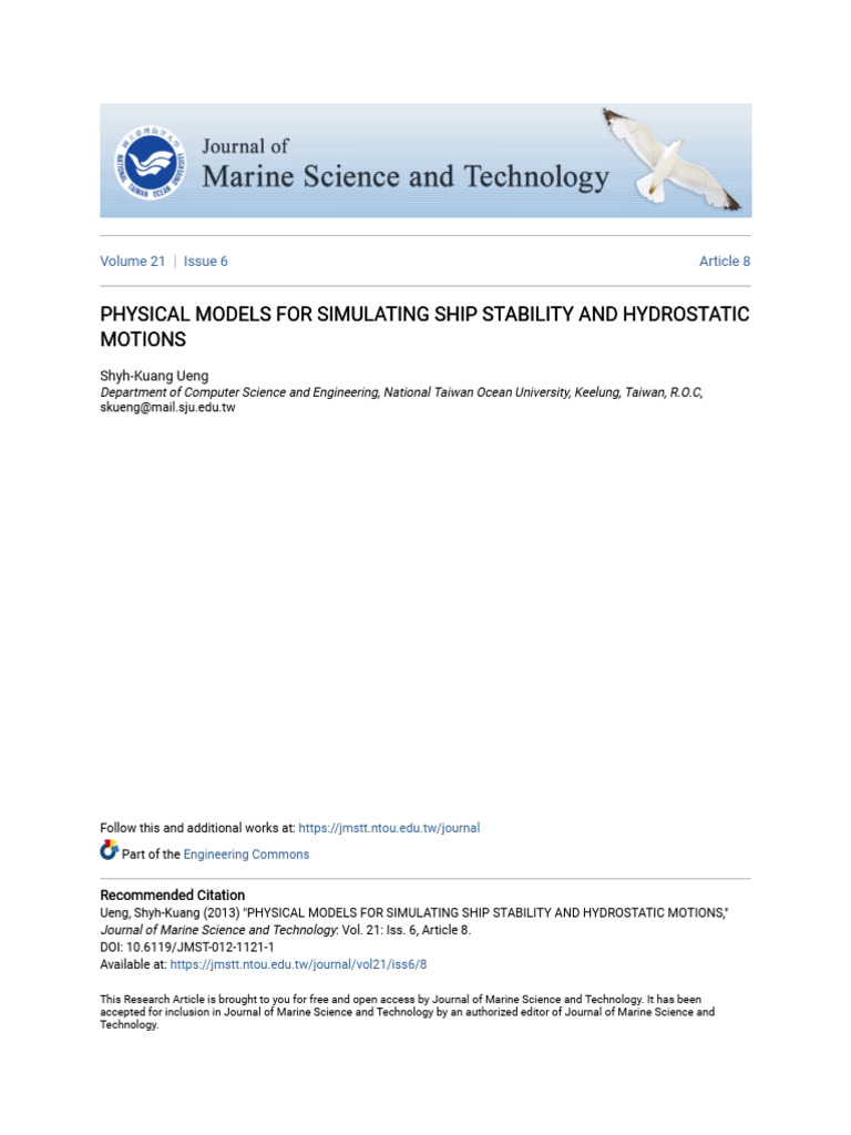 Ship Stability Simulation Models | PDF | Buoyancy | Force