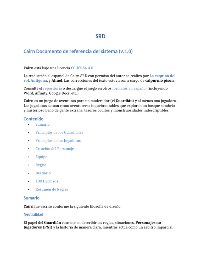 Cairn SRD | PDF