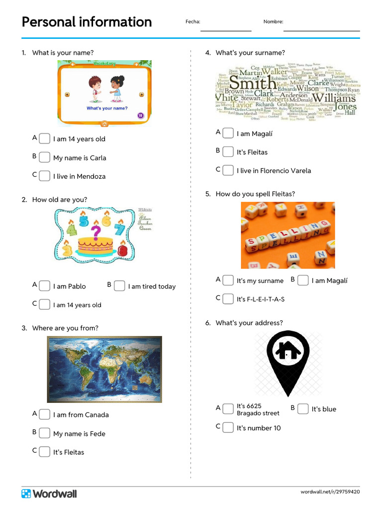 personal-information-cuestionario | PDF