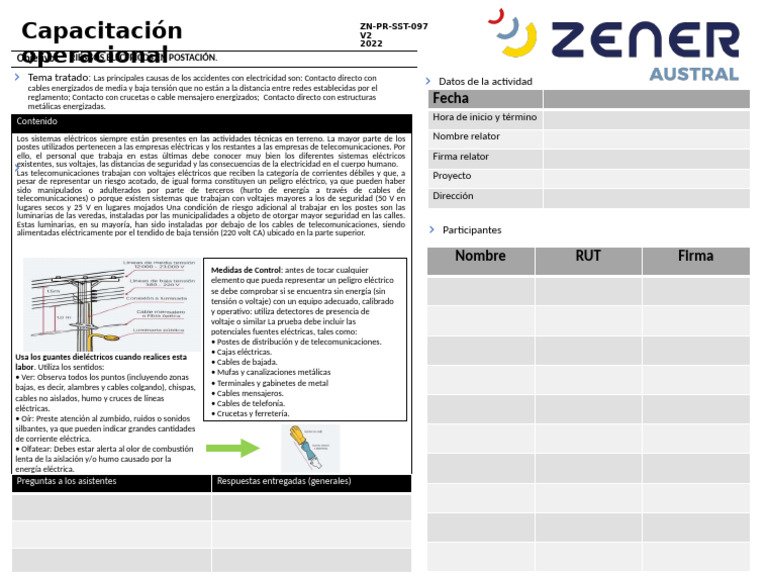 Charla Riesgos Electricos en Postacion | PDF | voltaje | Telecomunicaciones
