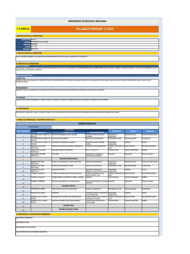 NFForm-Syllabus-1-MNT 1 2025 v2 6636 | PDF | Las leyes del movimiento de Newton | Mecanica clasica
