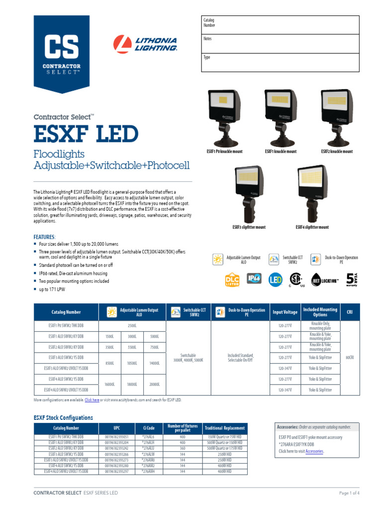 contractor-select-esxf-led | PDF | Lighting | Length
