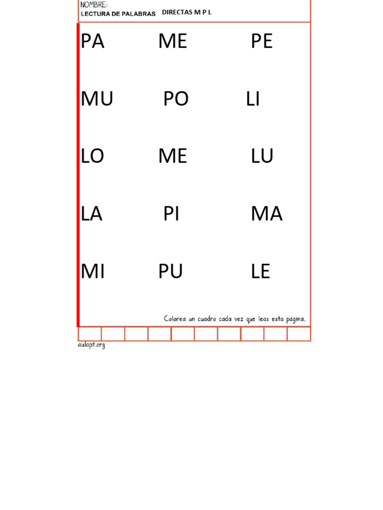 Entretamiento de 1 Silabas M L P | PDF