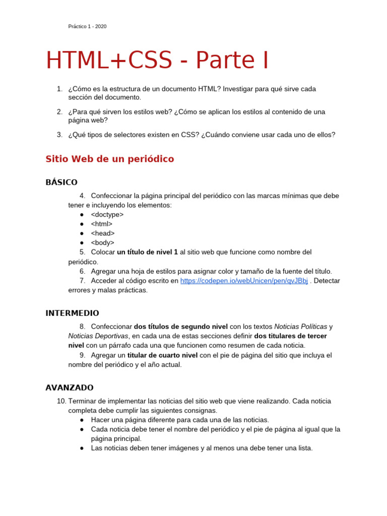 Practico 01 Html Y Css Parte I Pdf Html Desarrollo Web