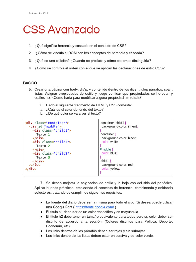 Practico 03 - CSS Avanzado | PDF | HTML | Informática