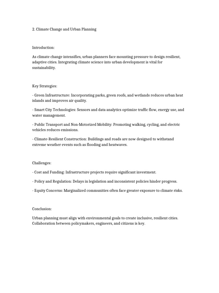 Climate Change Urban Planning Pdf