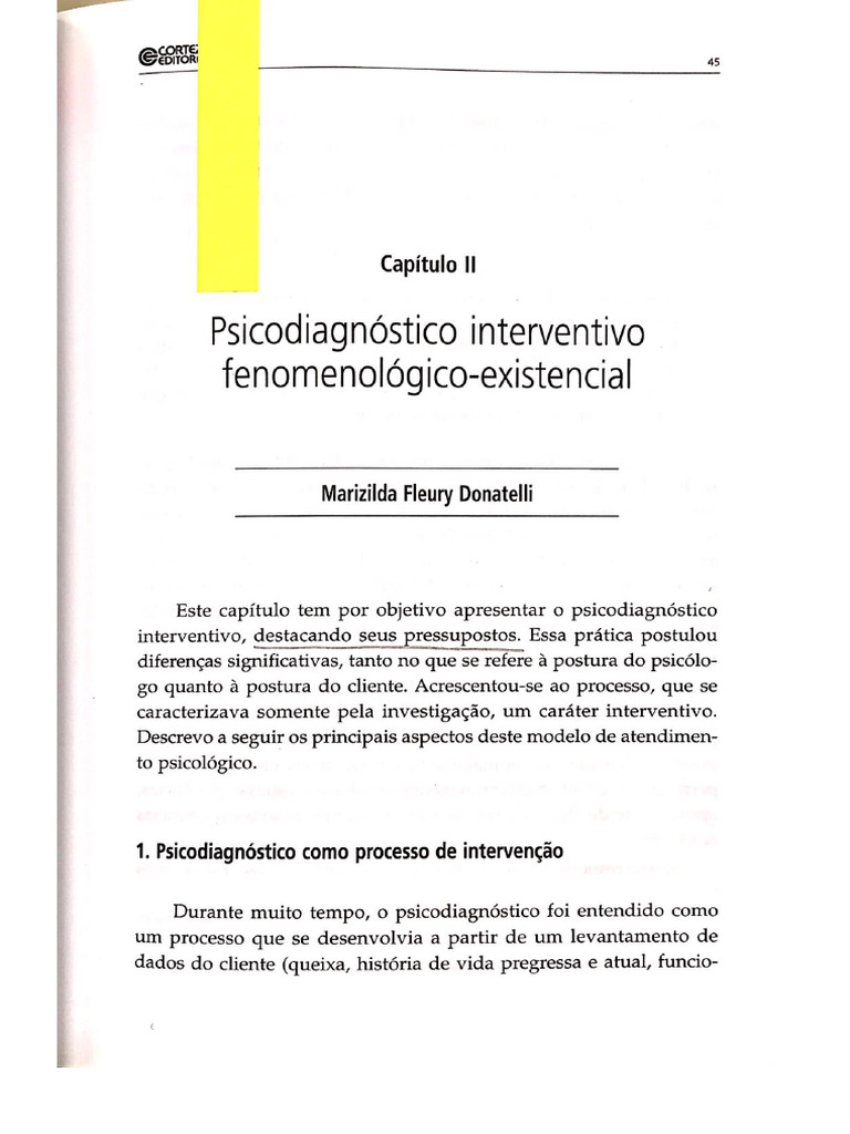 Donatelli. Psicodiagnóstico Interventivo Fenomenológico-Existencial | PDF