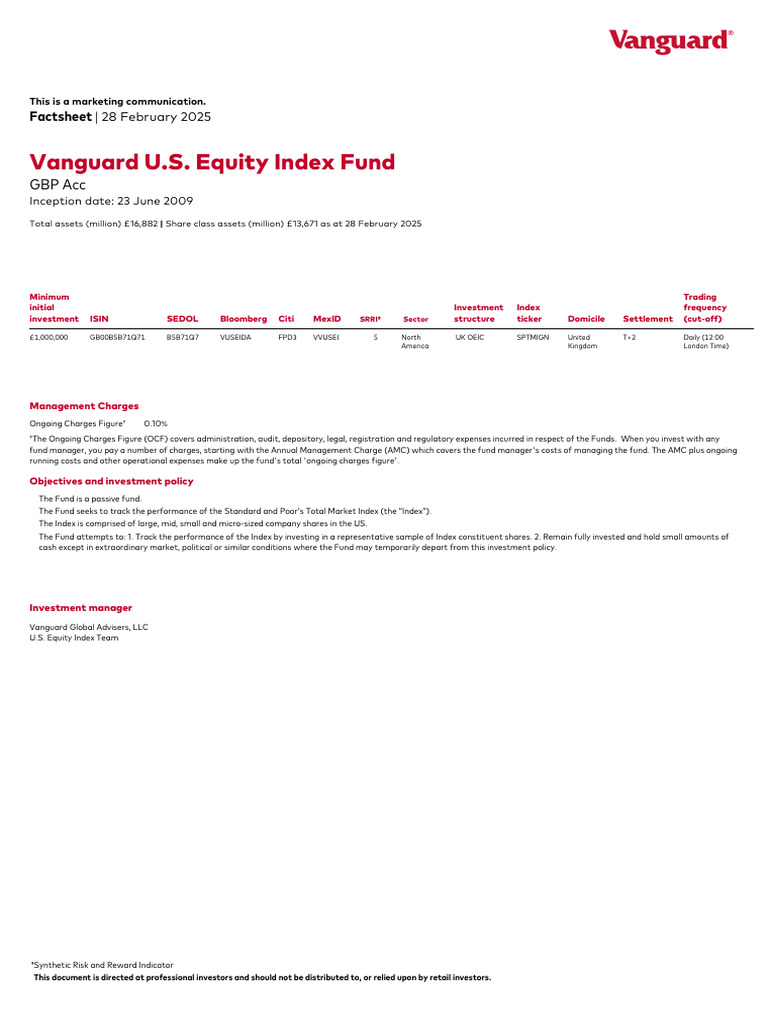 Vanguard Investments UK Fact Sheet | PDF | Investment Fund | Financial Risk