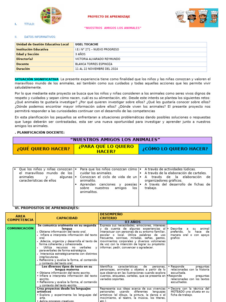 Proyecto Nuestros Amigos Los Animales | PDF | Comunicación no verbal ...