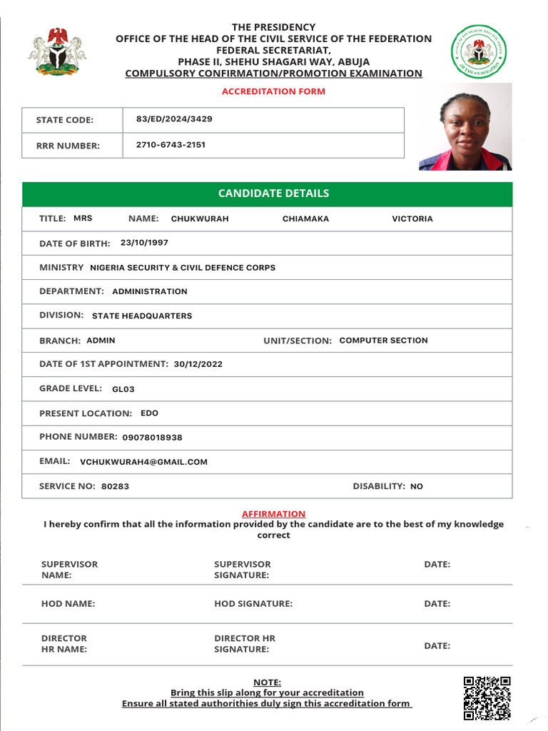 CHIAMAKA_Accreditation Form (1) | PDF