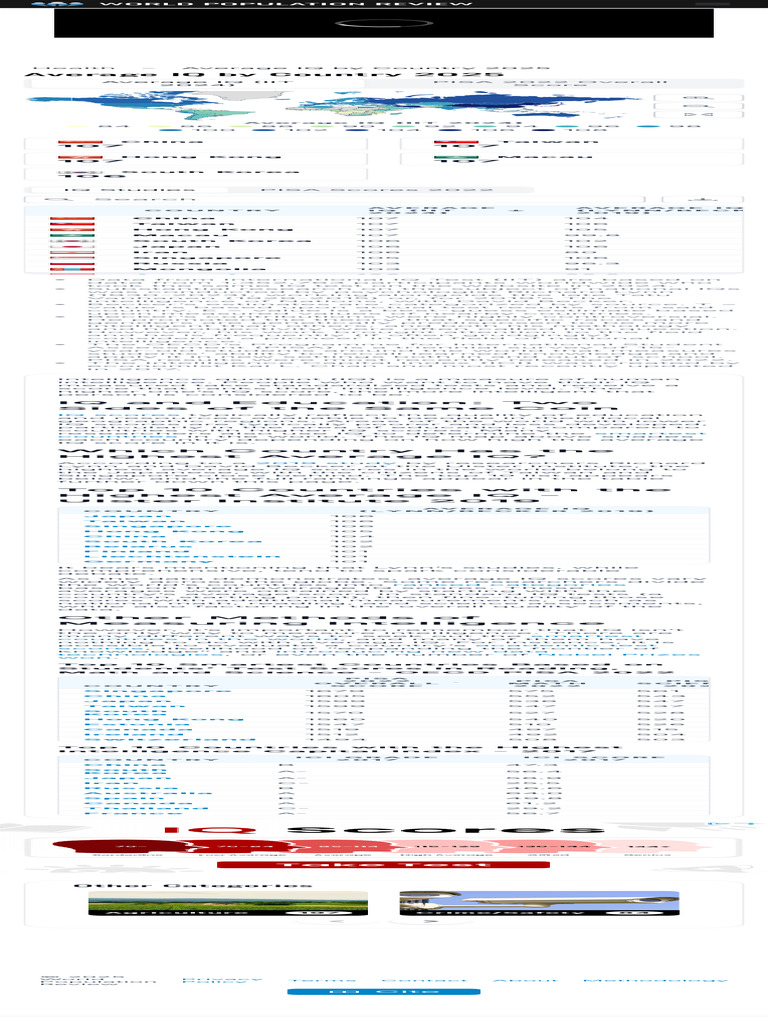 Average IQ by Country 2025 | PDF | Intelligence Quotient | Programme ...