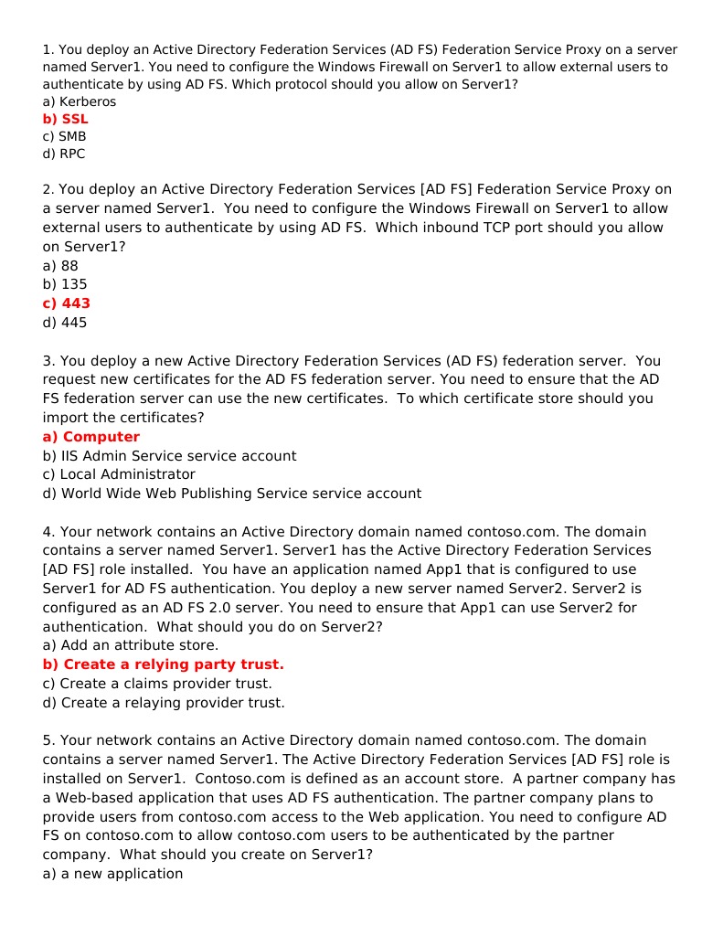 ADFS Lab Questions | PDF | Active Directory | Proxy Server