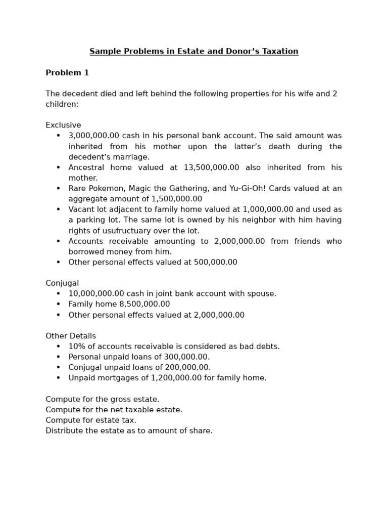 Estate and Donor's Tax Computation Guide | PDF | Taxes | Capital Gains Tax