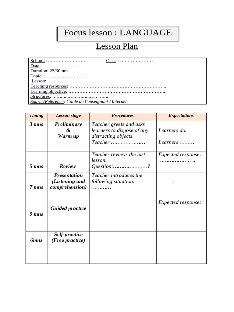 Sample Lesson Plan | PDF