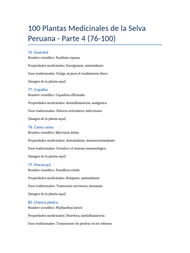 Informe_76_a_100_Plantas_Medicinales_Selva_Peruana_Nuevo | PDF ...