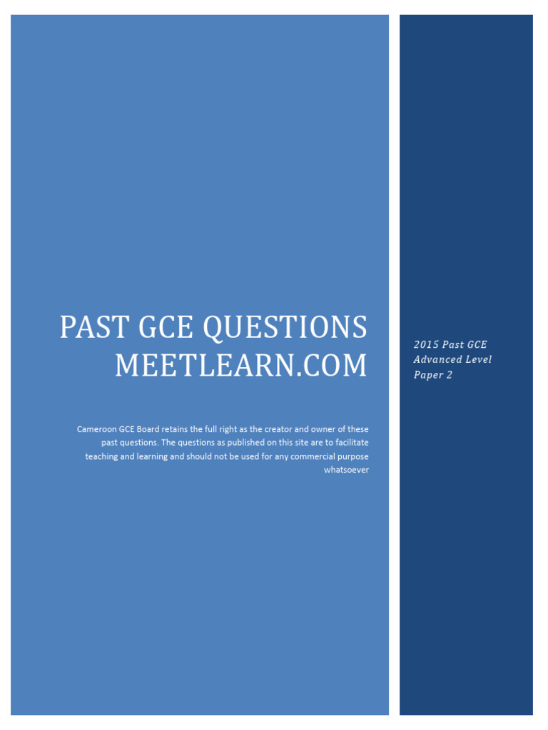 Cameroon GCE A-Level Past Questions | PDF