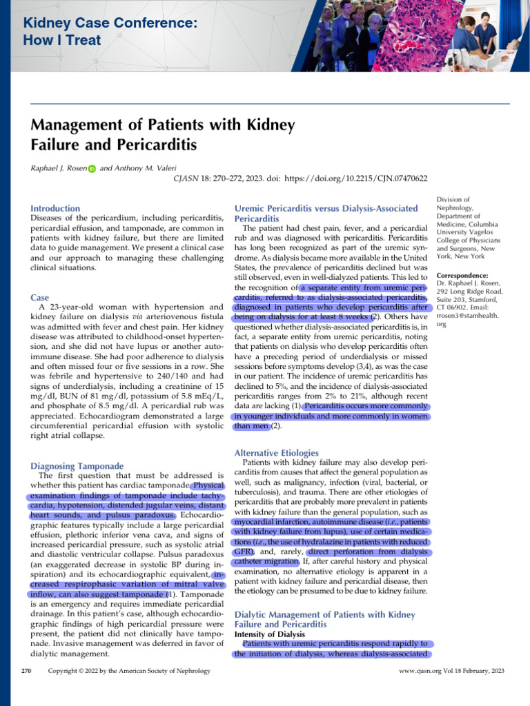 Management of Patients With KF and Pericarditis | PDF | Cardiovascular ...