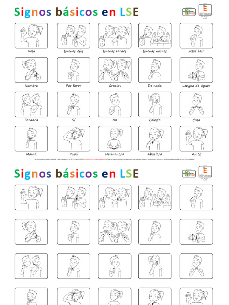 Signos Básicos en Lengua de Signos | PDF | Licencia Creative Commons ...
