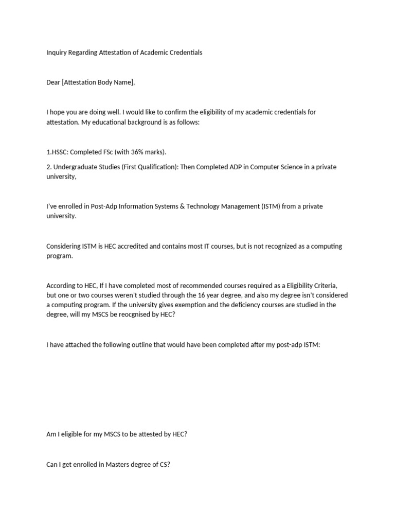 Attestation of Academic Credentials | PDF | Academic Degree | Master's ...