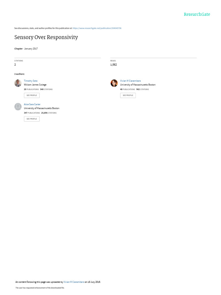 Sensory Over Responsivity | PDF | Autism | Perception