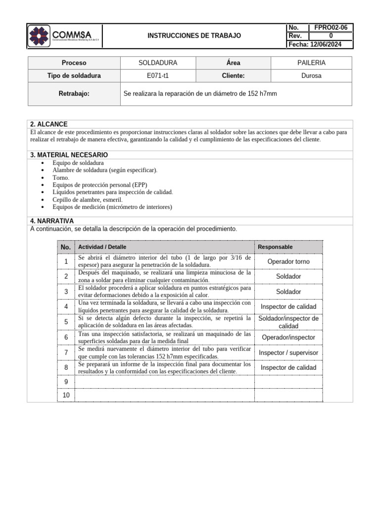 Instrucciones para Retrabajo de Soldadura | PDF | Soldadura | Construcción