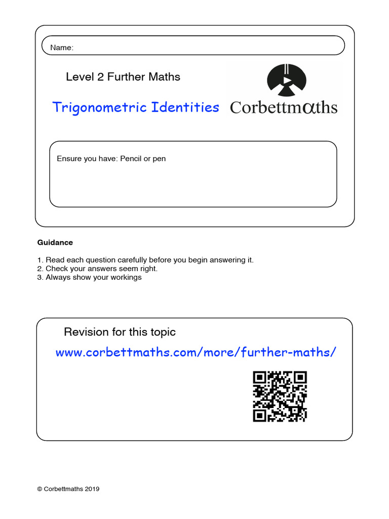 Trigonometric Identities Exam Questions | PDF