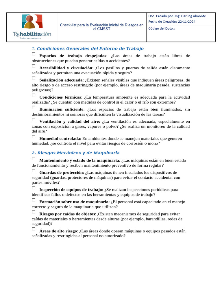 Check-List 2 | PDF | Ventilación (Arquitectura) | Seguridad y salud ...