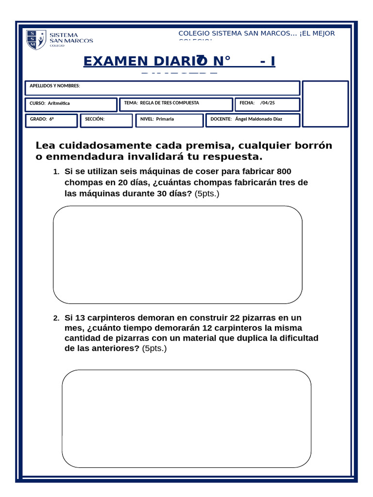 Ex. 7 Arit 6° Primaria | PDF