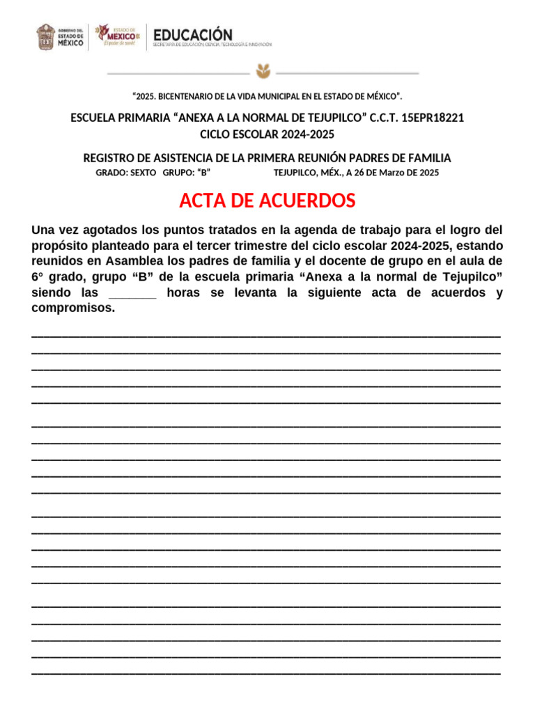 Acta de Acuerdos | PDF