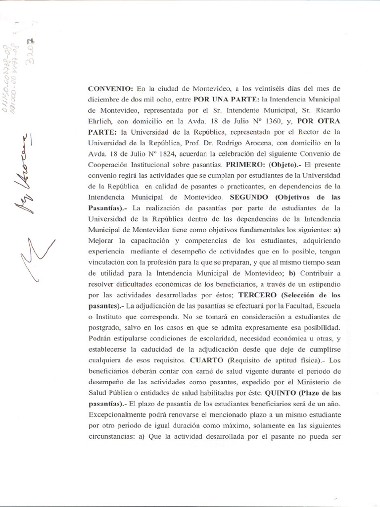 Convenio IMM - UdelaR Pasantias | PDF