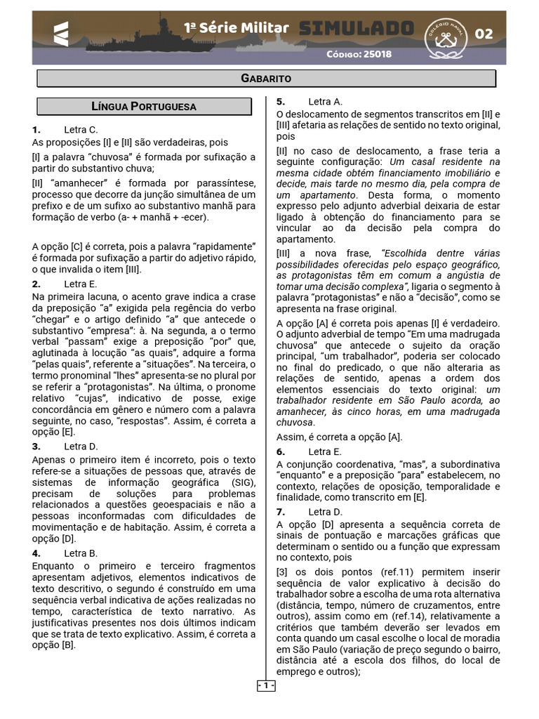 1a_militar_simulado_cn2_gabarito (3) | PDF | Pronome | Brasil