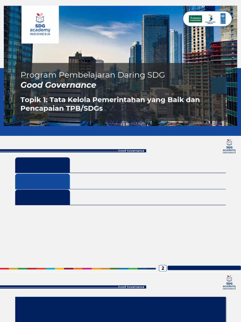 2021 - SDGs MLP - Sustainable Development Goals Mobile Learning Program Good Governance Topik 1 ...