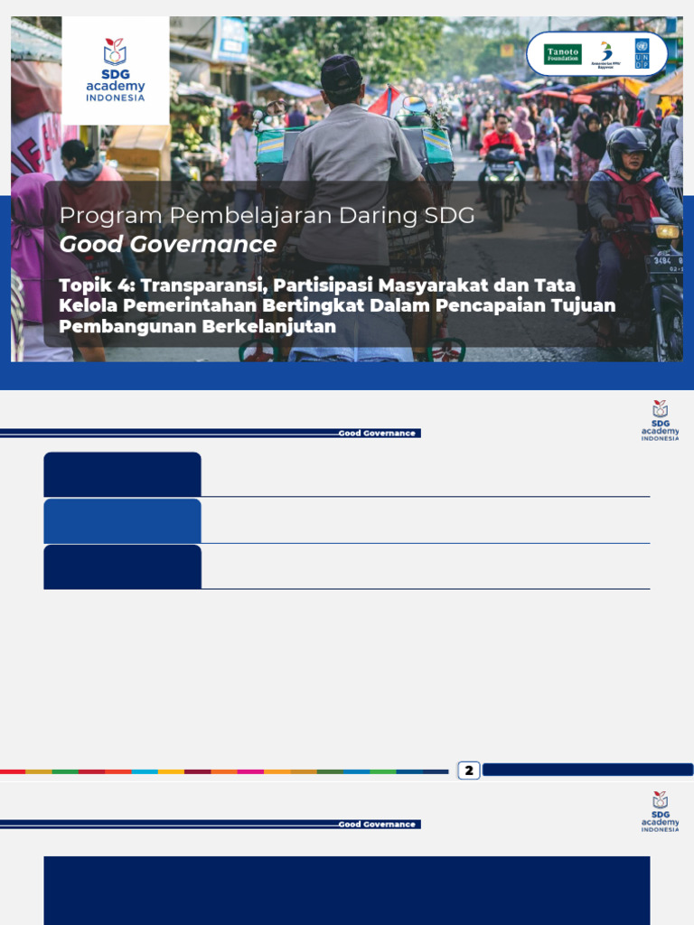 2021 - SDGs MLP - Sustainable Development Goals Mobile Learning Program Good Governance Topik 4 ...
