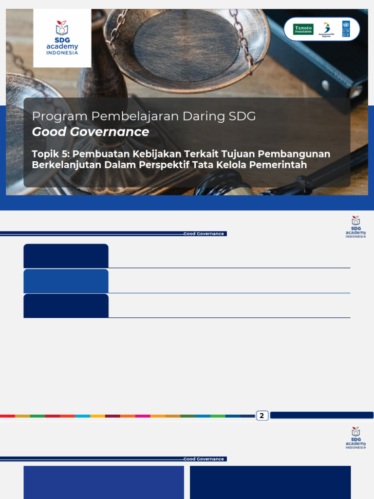 2021 - SDGs MLP - Sustainable Development Goals Mobile Learning Program Good Governance Topik 5 ...